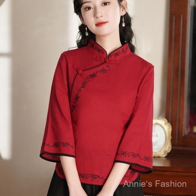 Chinese New Year Clothes qipao top Women blouse Cny 旗袍上衣 汉服上衣 Chinese ...