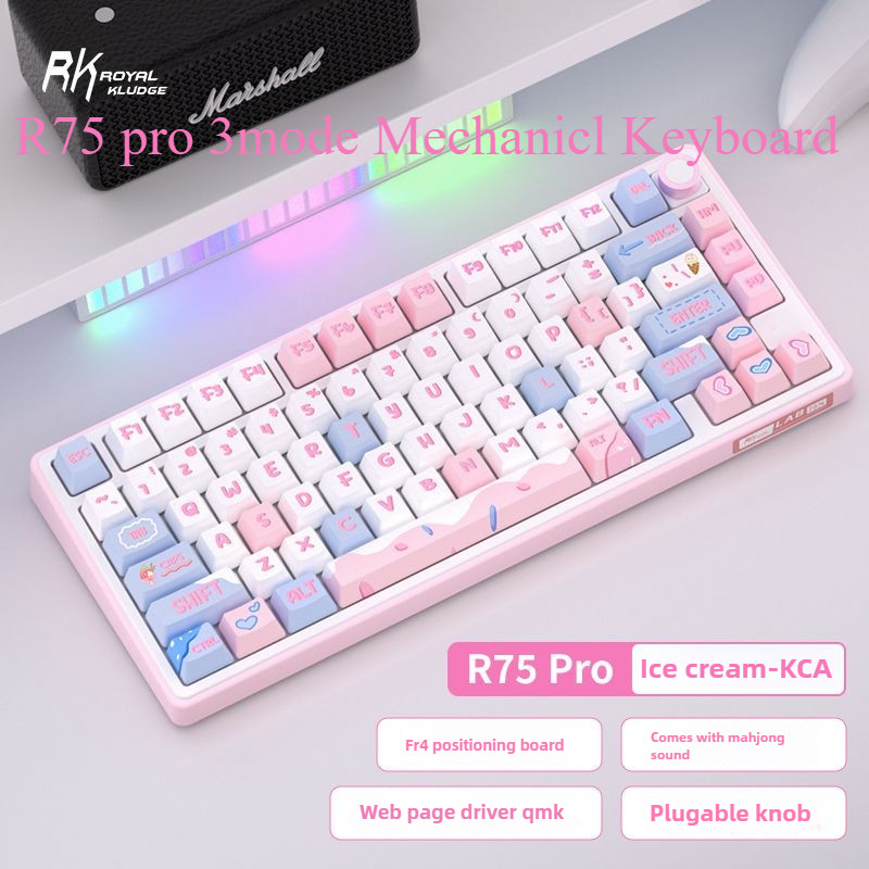 RK R75 Pro Wireless Mechanical Keyboard QMK 75% Custom 3 Mode RGB with ...
