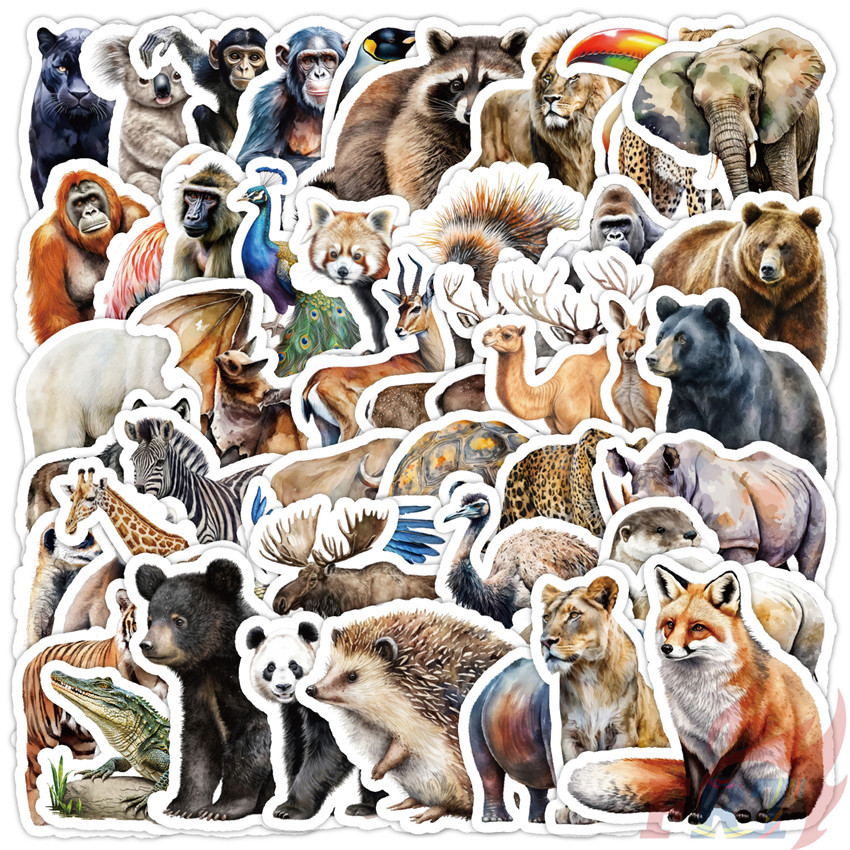 50Pcs/Set African Animals . Watercolour Art Series 03 Stickers DIY ...