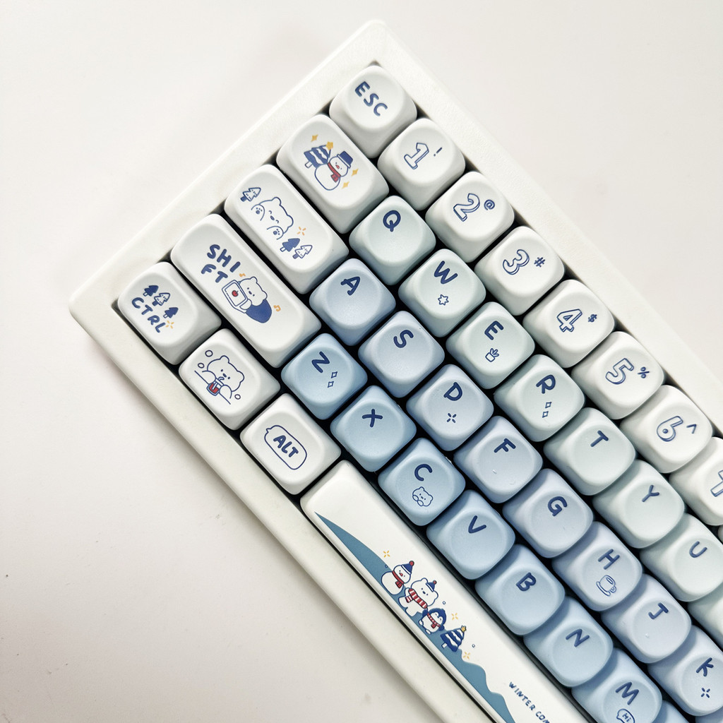 Winter Bear themed keycaps MOA height five sided thermal sublimation ...
