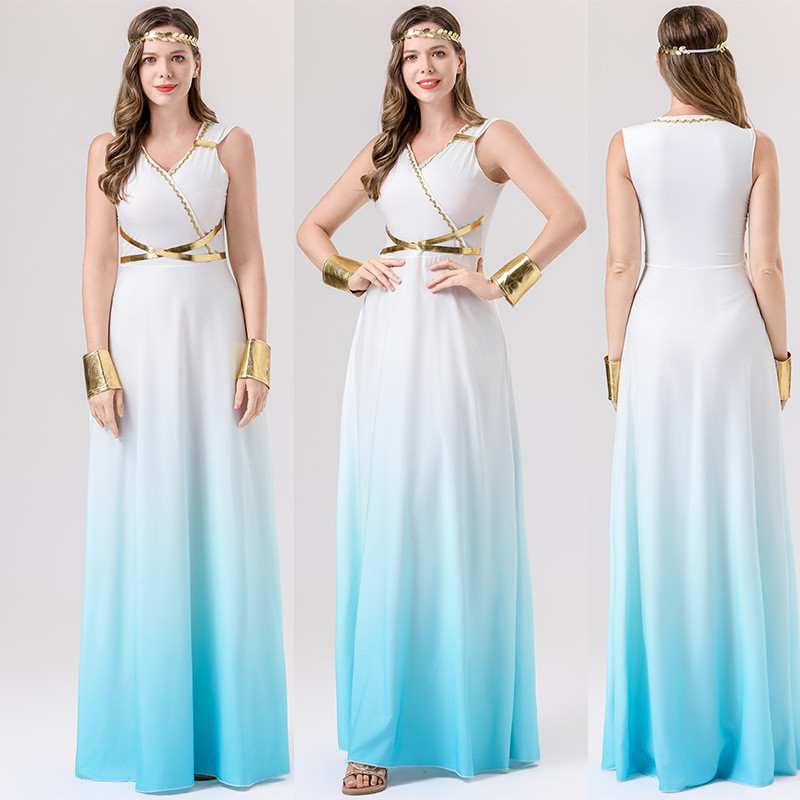 Halloween Cosplay Ancient Egypt Costume Long Dress Egyptian Queen Greek ...