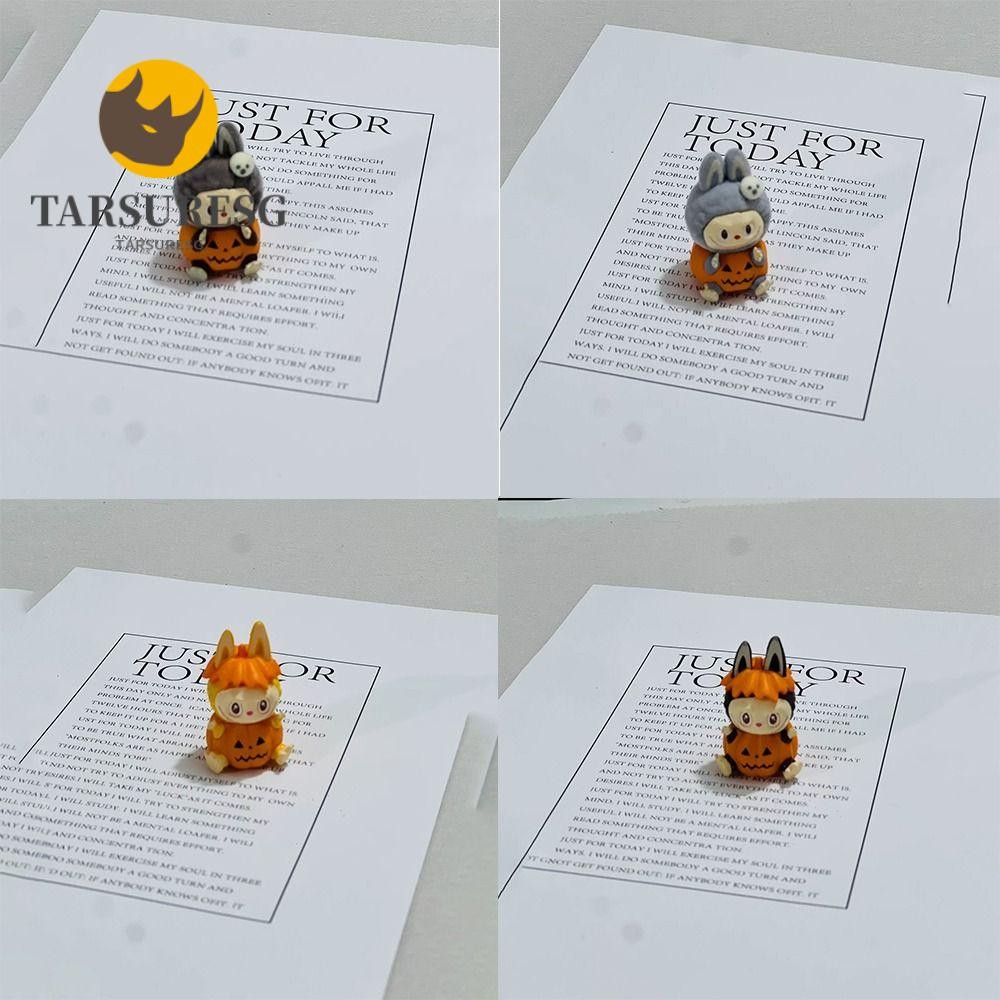 TARSURESG Pumpkin Labubu Sitting Statue, Flocking Labubu Mini Pumpkin ...