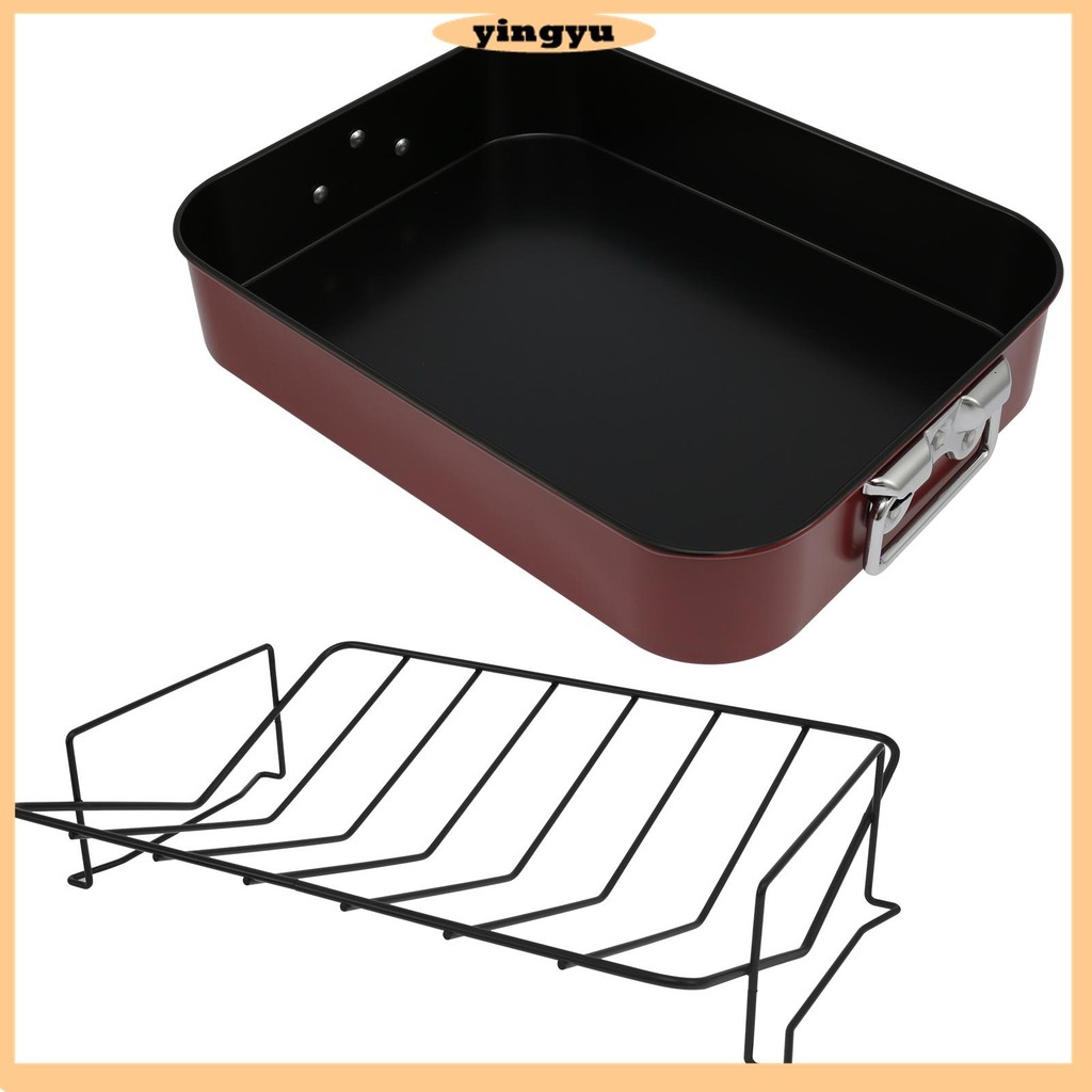 Roasting Pan with Rack Carbon Steel Turkey Roaster Pan with Handle ...