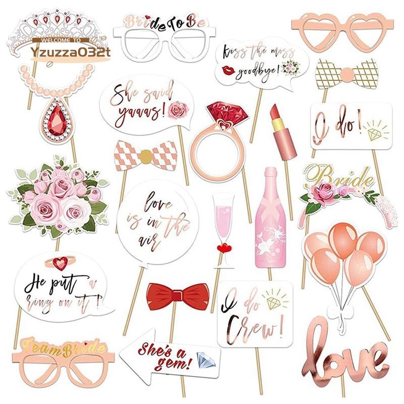 Wedding Photo Props Rose Gold,23 Pcs Hen Photo Booth Props,Team Bride ...