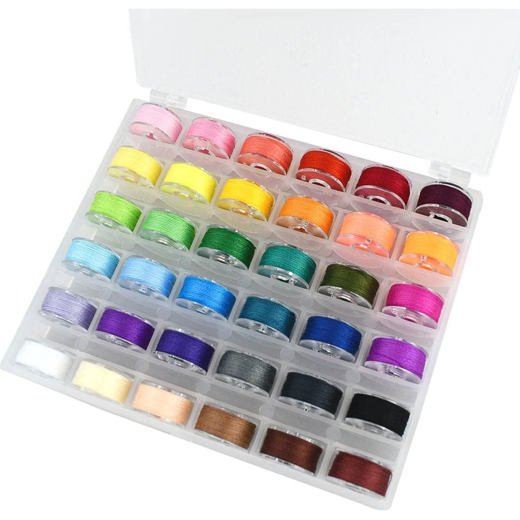 36 Pcs Bobbins and Sewing Threads Prewound Bobbin Thread with Storage ...