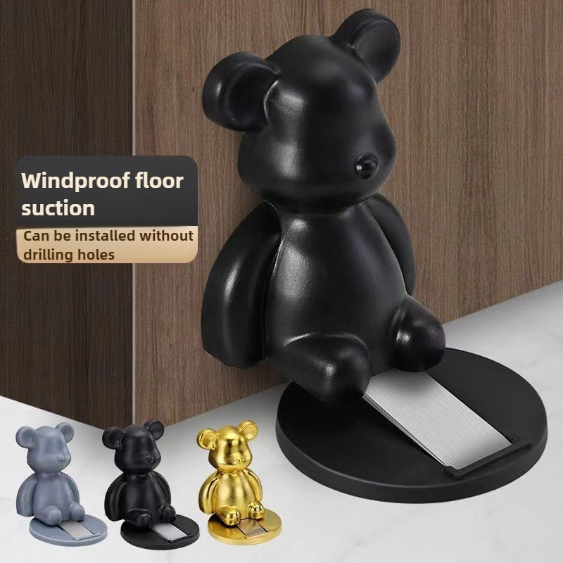 Magnetic Bear Door Stopper Punch-Free Anti-Collision Door Stopper Self ...