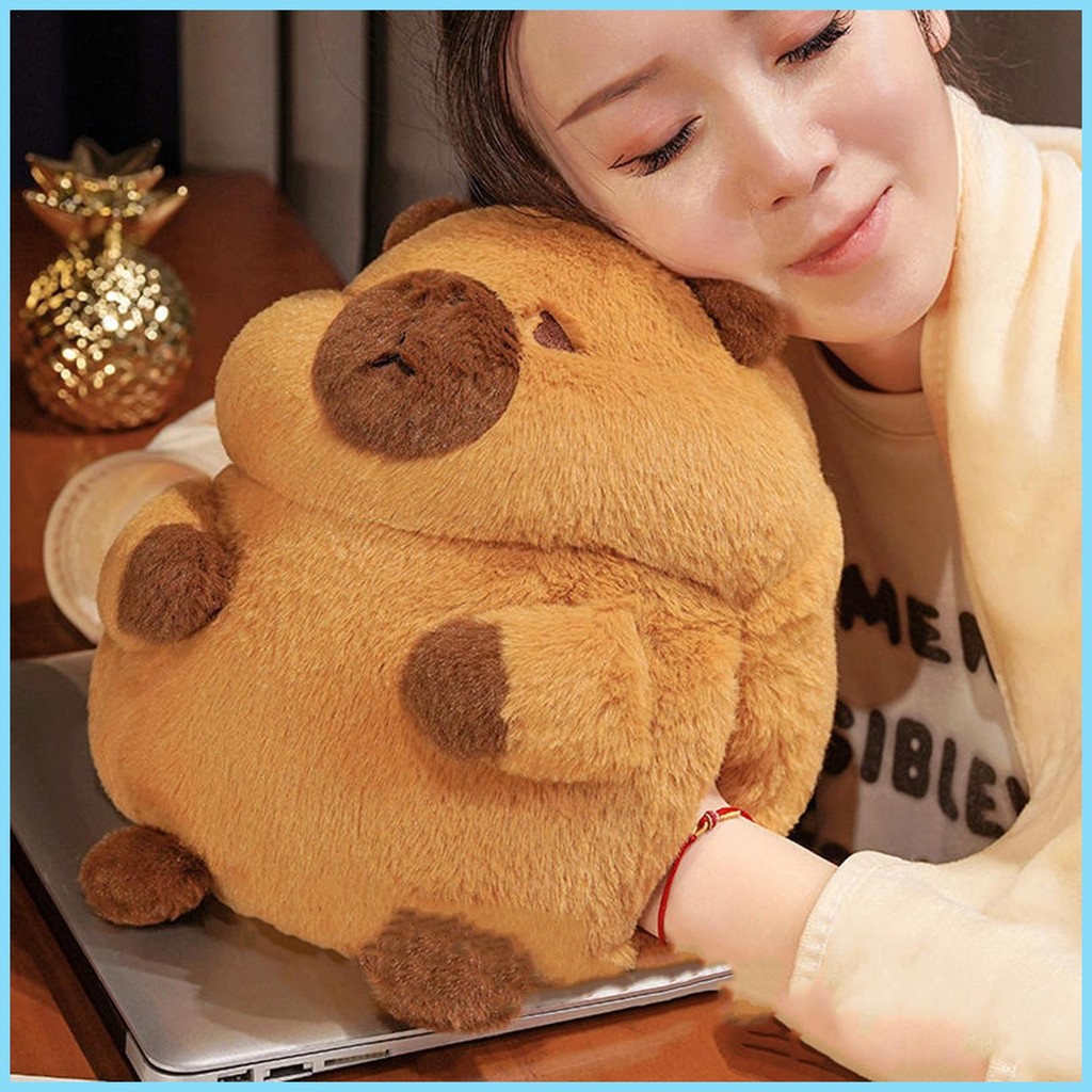 Capybara Plush Pillow Soft Hugging Capybara Pillow With Orange Hat ...
