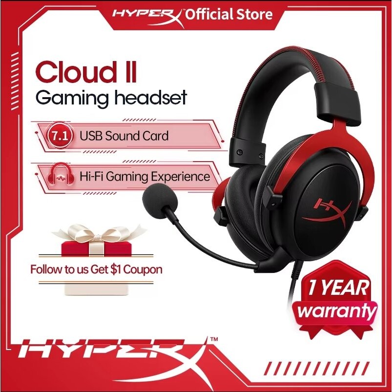 Original HyperX Cloud 2 II Gaming Wire Headset With HiFi 7.1 Surround ...