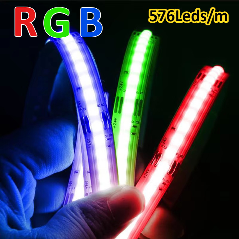 RGB 576Leds/m DC12/24V 8MM 10MM Flexible Cuttable COB LED Strip Light ...