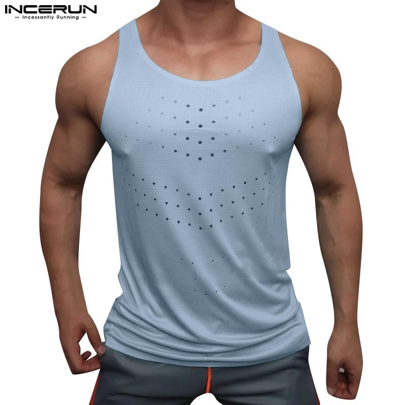 INCERUN Men's Fashion Sports Texture Burnt Flower Sleeveless Tank Top ...
