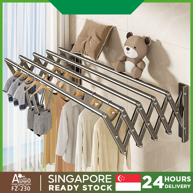 Retractable Clothes Hanger Ampaian Baju Wall Mounted Stainless Steel ...