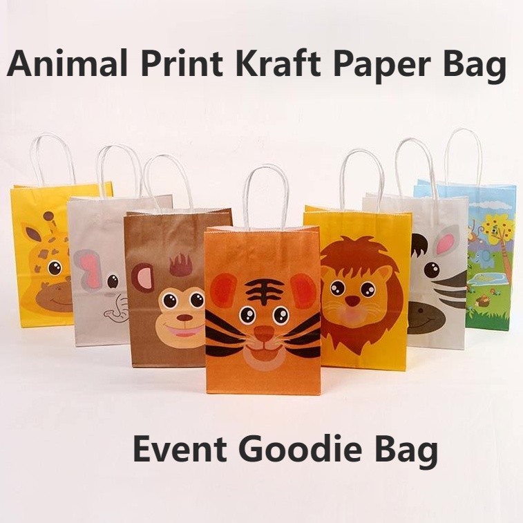 Kraft Paper Animal Cartoon Series Goodie Bag Kids Birthday Event Gift ...
