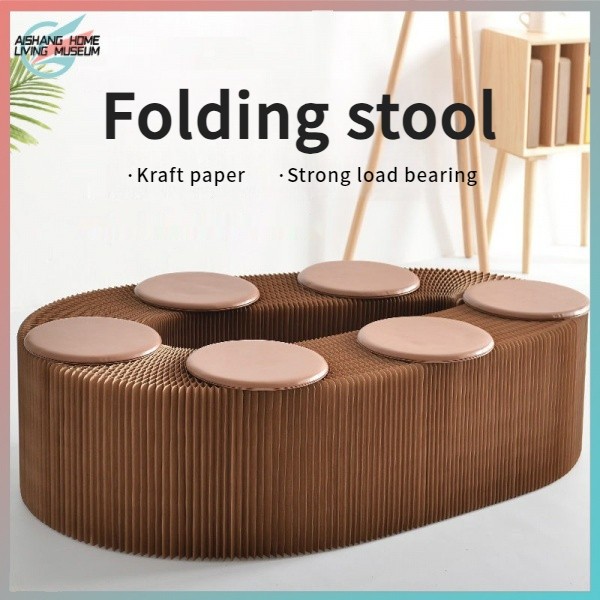 Kraft Paper Folding Paper Stool disliay rack Retractable bench dining ...