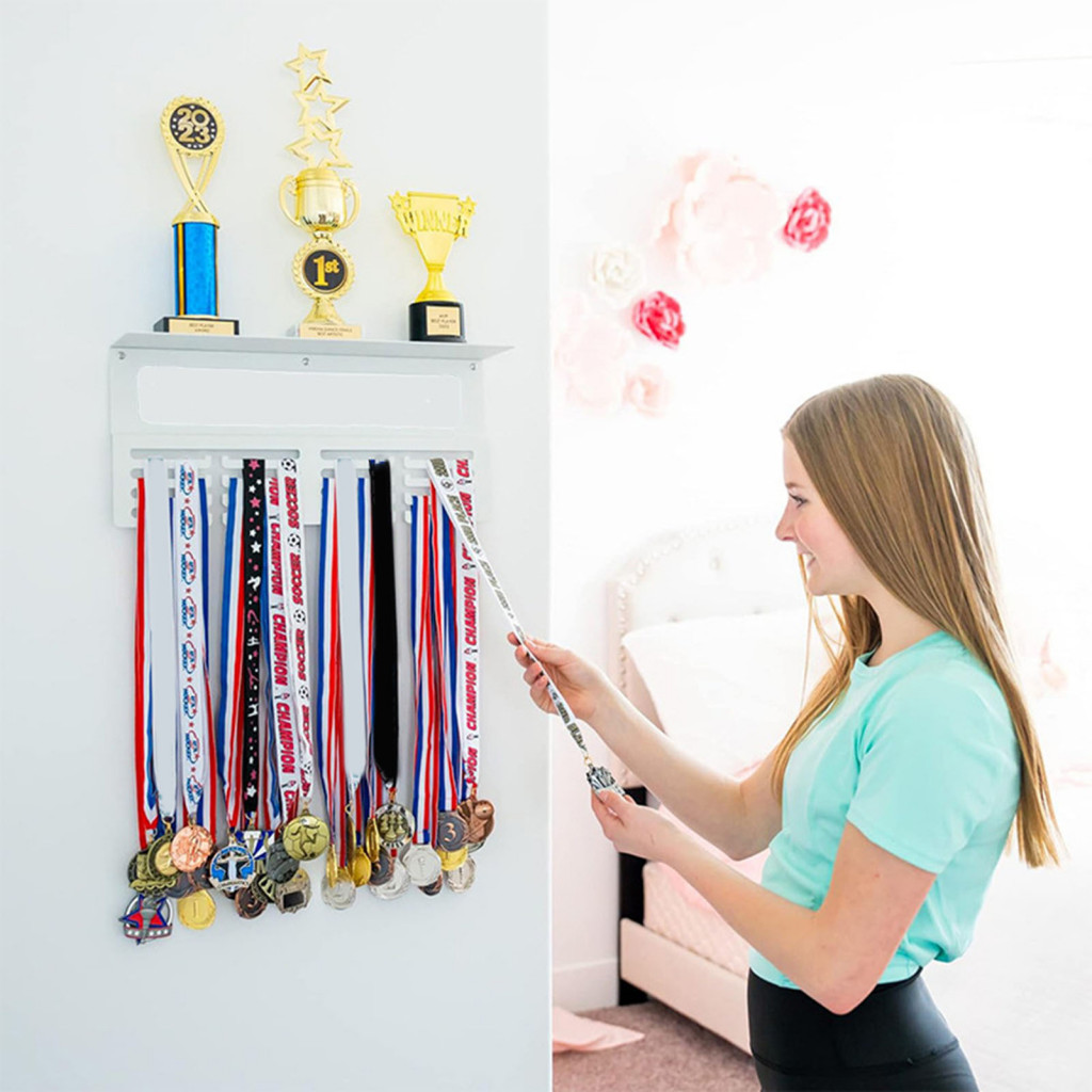 Medal Holder Trophy Display Rack Premium Medal Hanger Display with ...