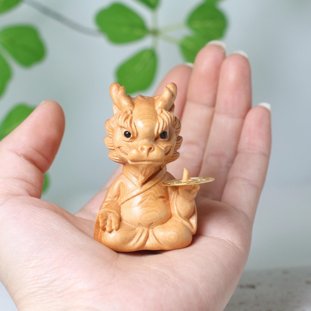 Wood Carving Dragon Master Handle Piece Thuja Zodiac Dragon Lucky ...