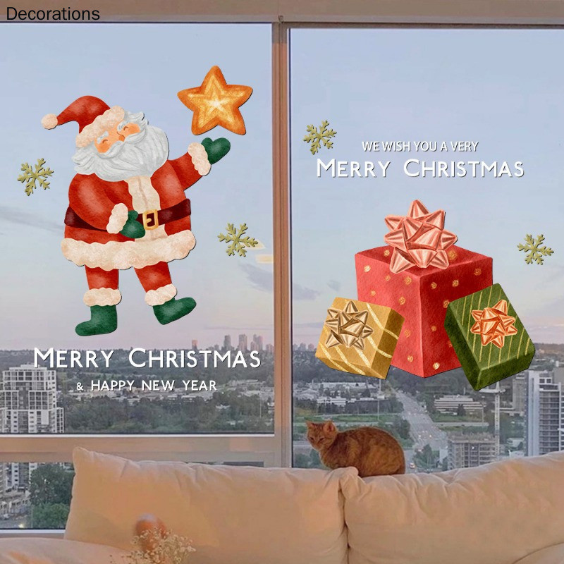 2025 Christmas Decoration Electrostatic Glass Stickers Cute Cartoon ...