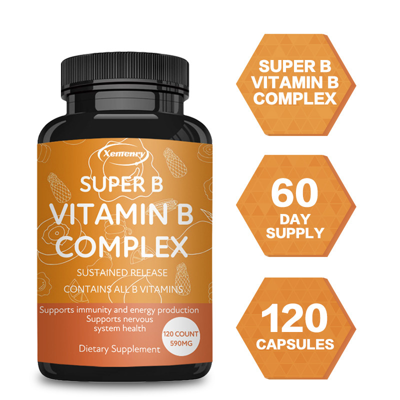 Vitamin B complex (vitamin B2, B3, B6, B9, folic acid, B12), supports ...