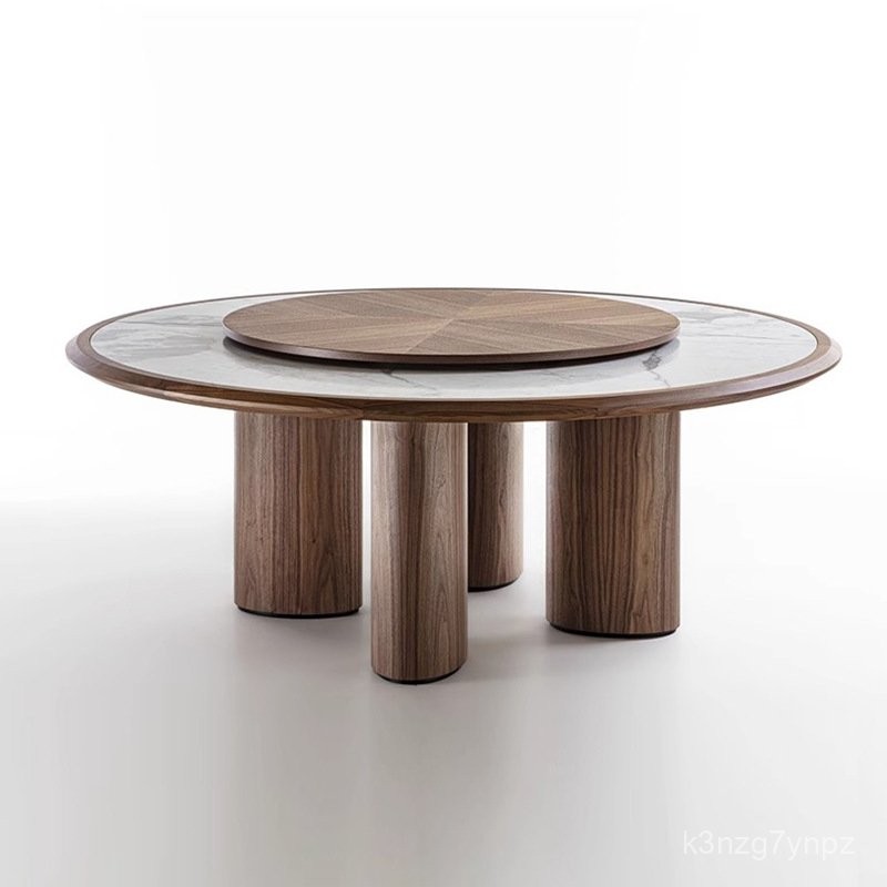 Italian Minimalist Log round Dining Table Mild Luxury Retro Marble ...