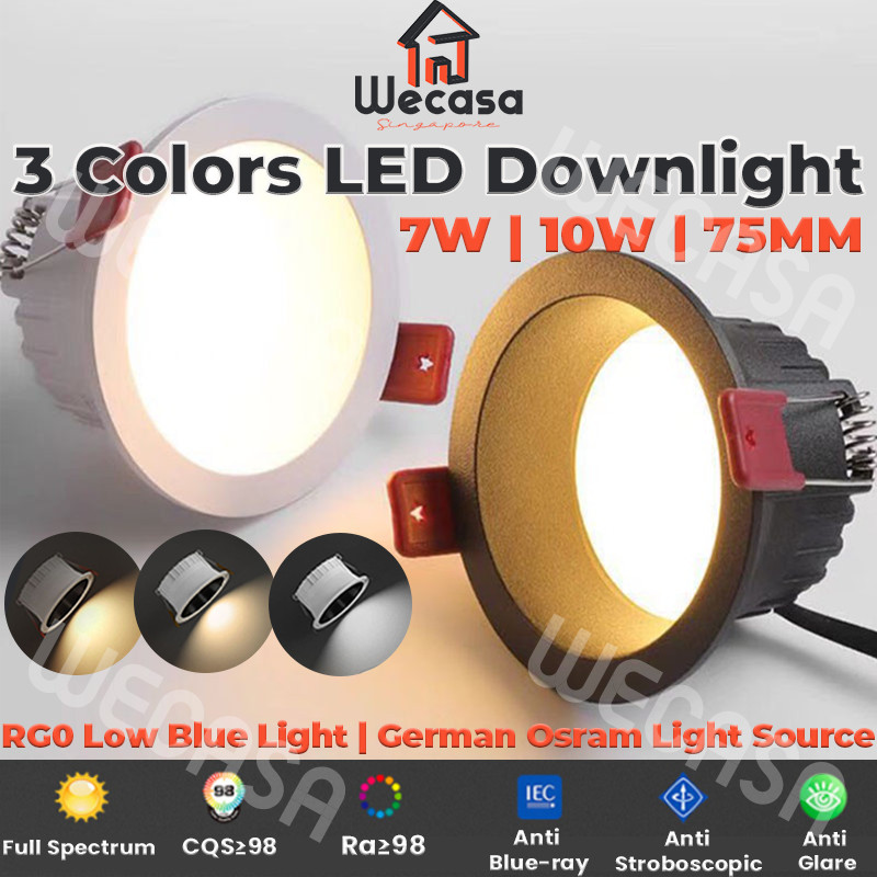 [SG] 7/10W 3 Color Recessed LED Ceiling Light Dimmable LED Downlight ...