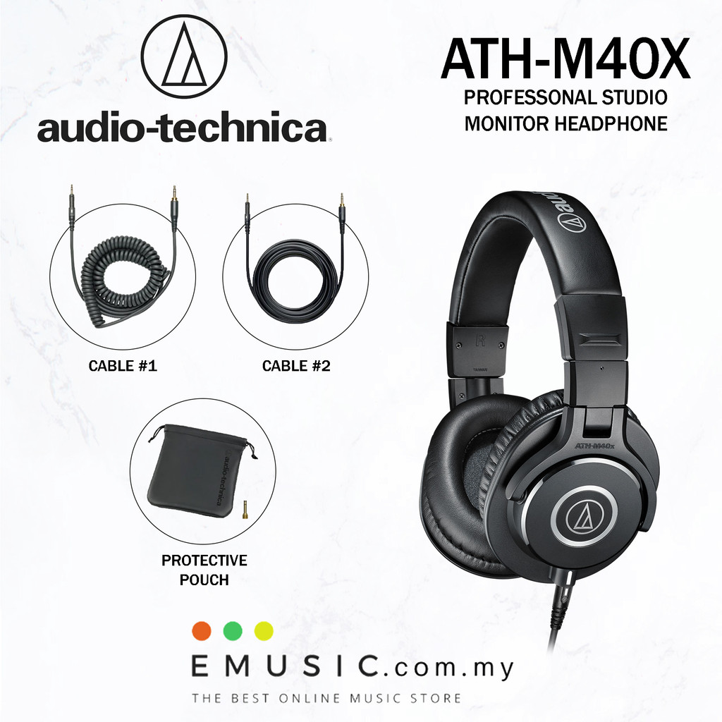 Audio Technica ATH-M40X Professional Studio Monitor Headphones (Audio ...