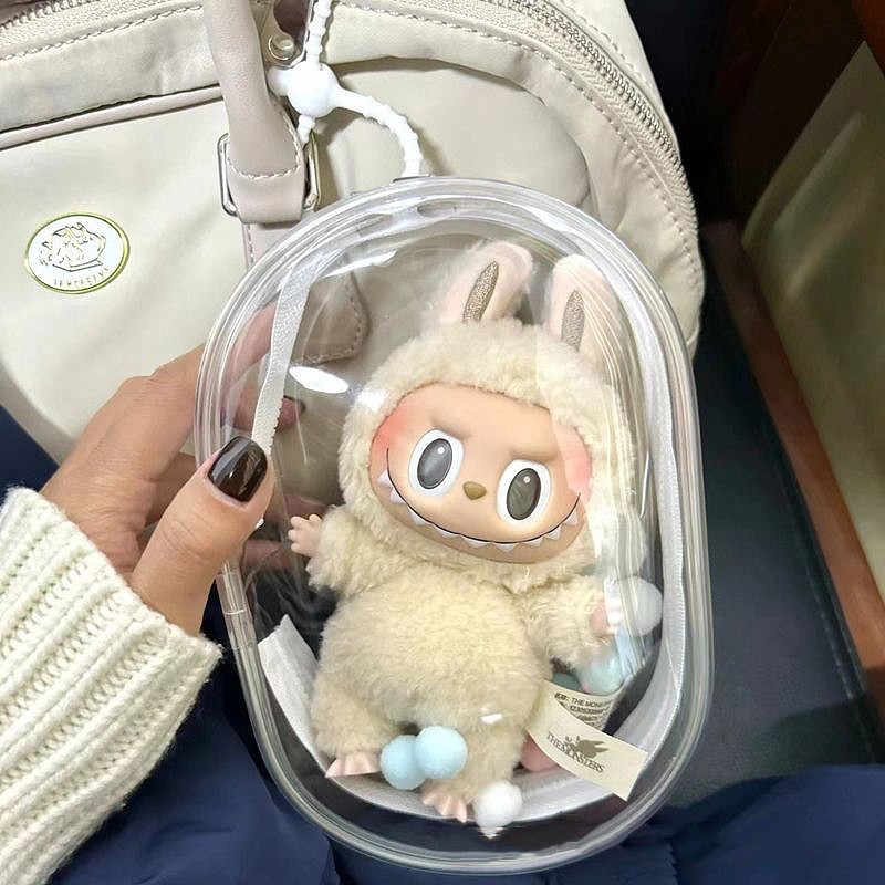 popmart Labubu PVC Transparent Display Box Plush Dolls Storage Pouch ...
