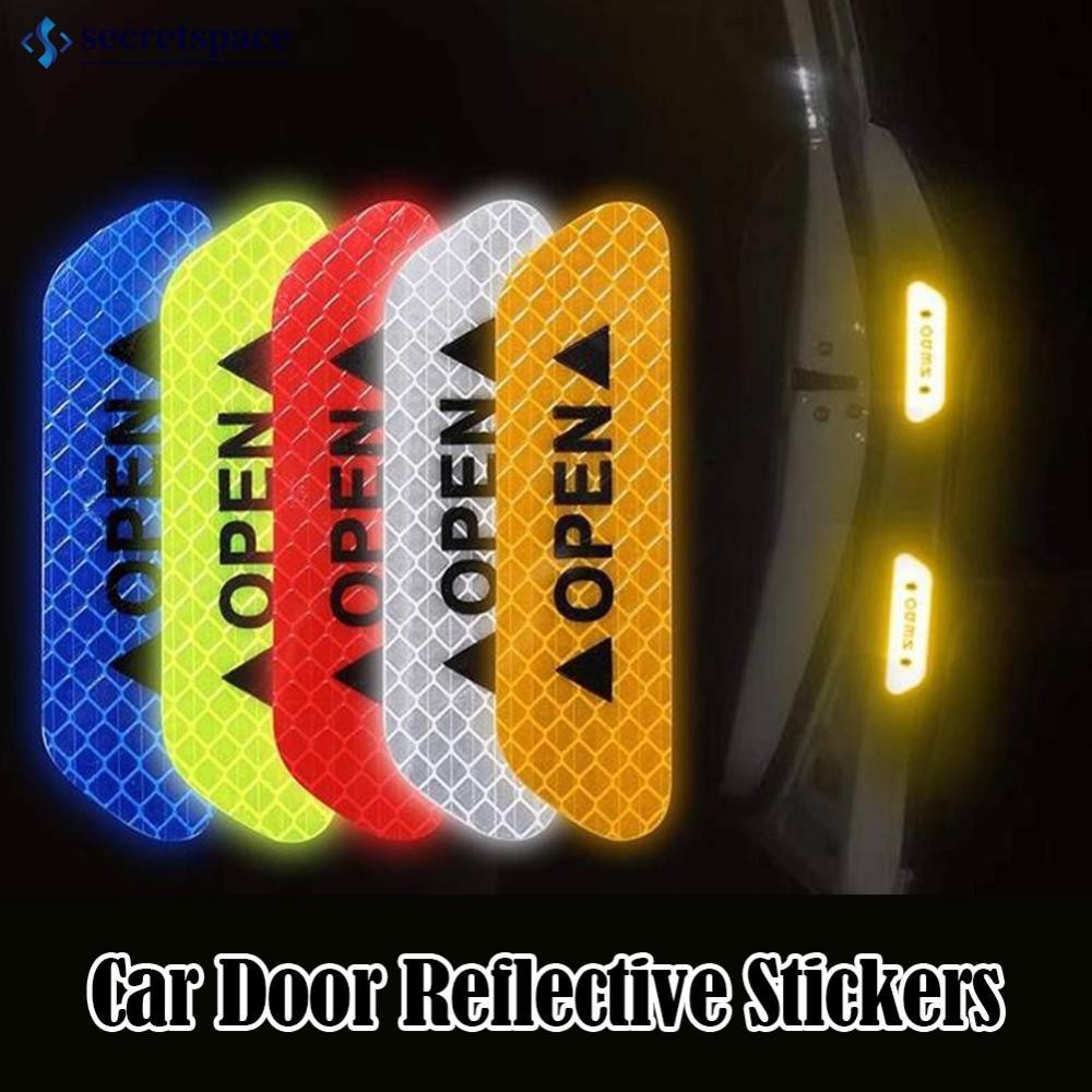 SECRETSPACE 4Pcs/Set Car Door Stickers Night Safety Reflective Warning ...