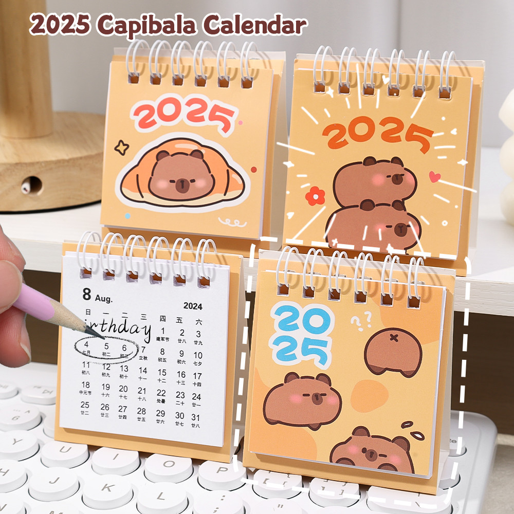 2025 Mini Cartoon Desk Calendar - Cute Capybara Portable Pocket ...