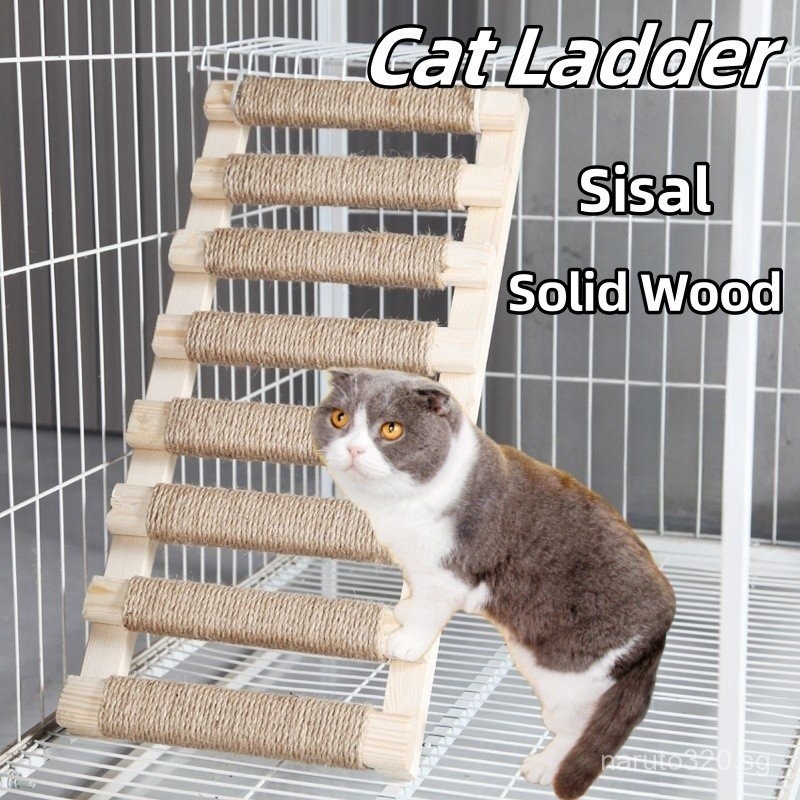 Cat Climbing Frame Step-On Step Ladder Cat Villa Solid Wood Sisal ...