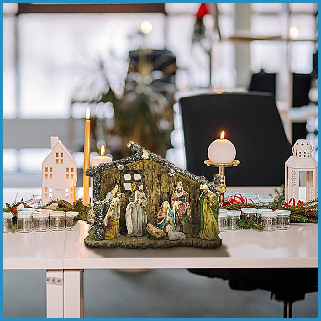 Nativity Set With Manger Resin Christmas Nativity Set 14.96 Inches ...