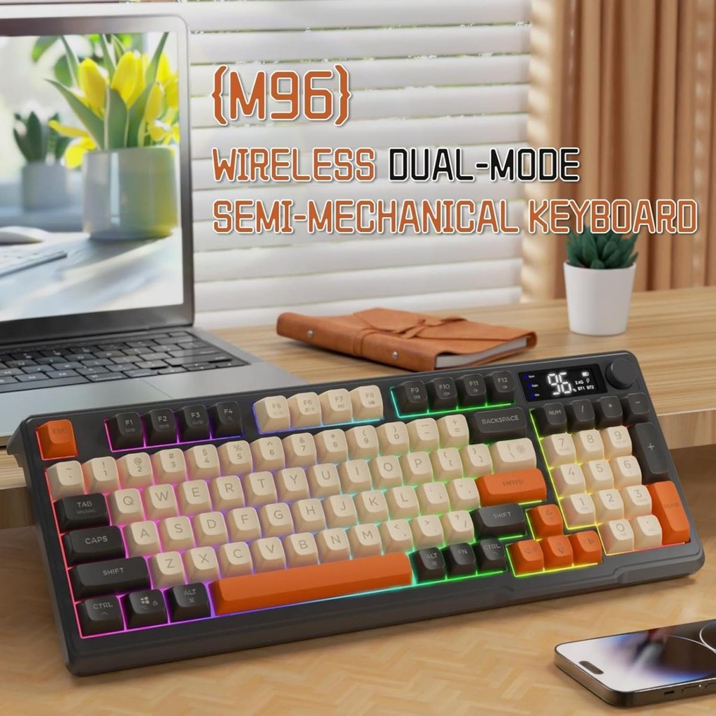 M96 wireless gaming keyboard 94-key layout 2.4G/wireless dual mode PBT ...