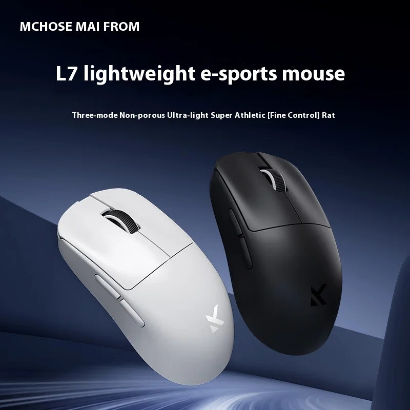 MCHOSE L7 Wireless Mouse Tri-mode 2.4G BT PAW3395 8K Rechargable Portable Customized Lightweight ...