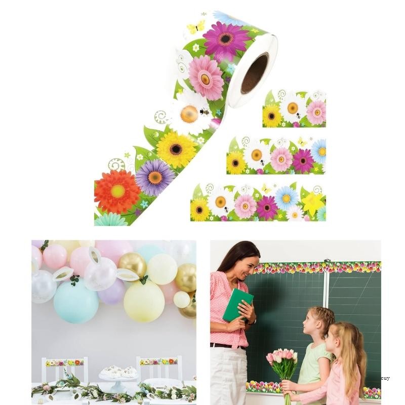 Bulletin Board Border Trim Morandi Five Color Flower - 49FT Roll ...