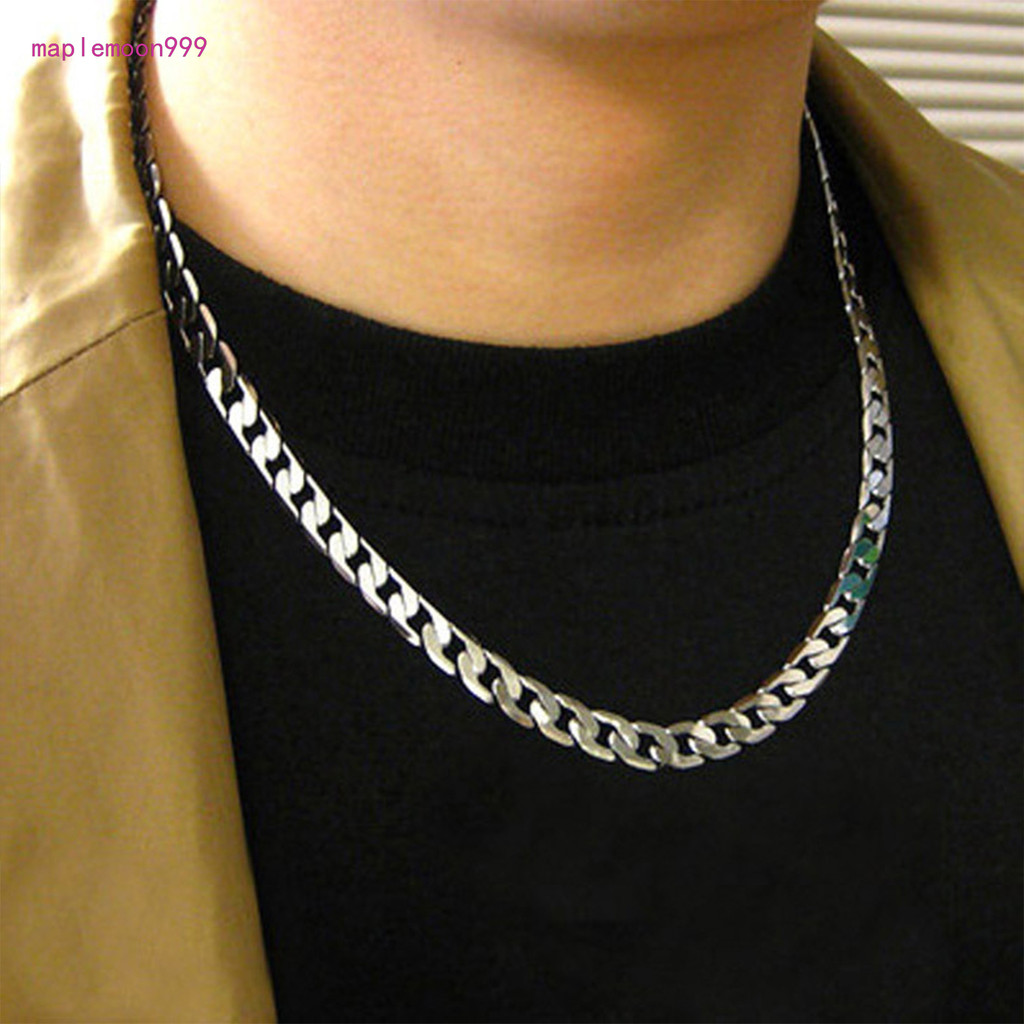 Mens Necklace Chain Stainless Steel 50cm Silver Color Necklace for Men ...