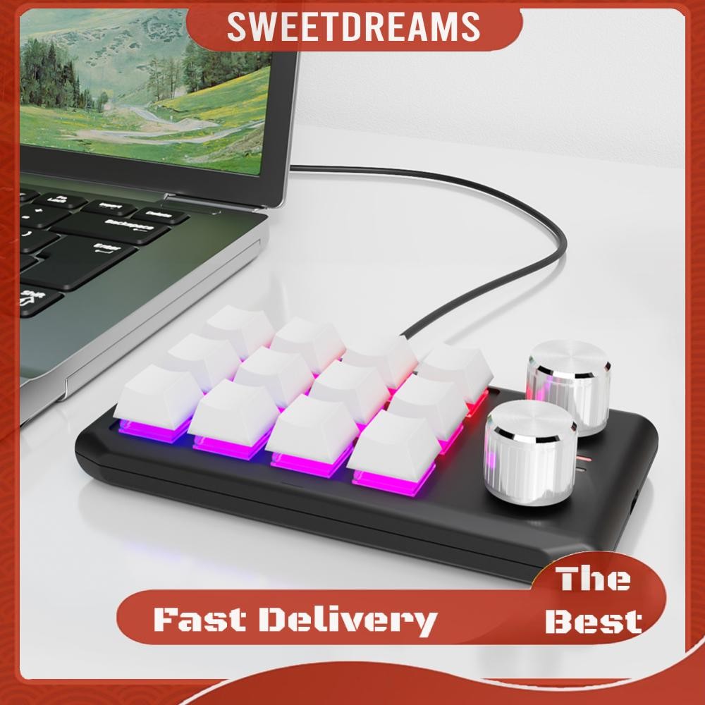 RGB DIY Keyboard 12 Keys 2 Knobs Macro Keyboard Programmable Support ...