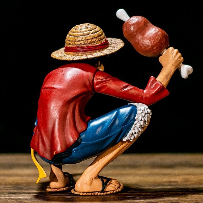 One Piece Chicken Leg Luffy Straw Hat Cartoon Meat Road Model Smiley ...