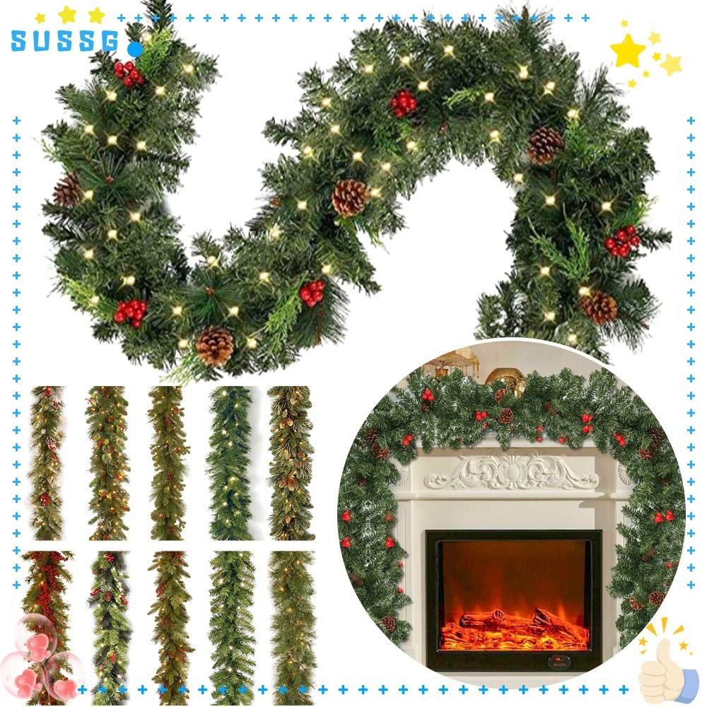 SUSSG Garland Decorative Red Christmas Decoration Banner Hanging 1.8M ...