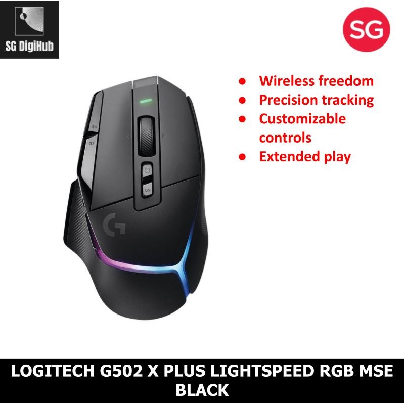 Logitech G502 X PLUS LIGHTSPEED Wireless RGB Gaming Mouse - LIGHTFORCE hybrid switches (2 year ...