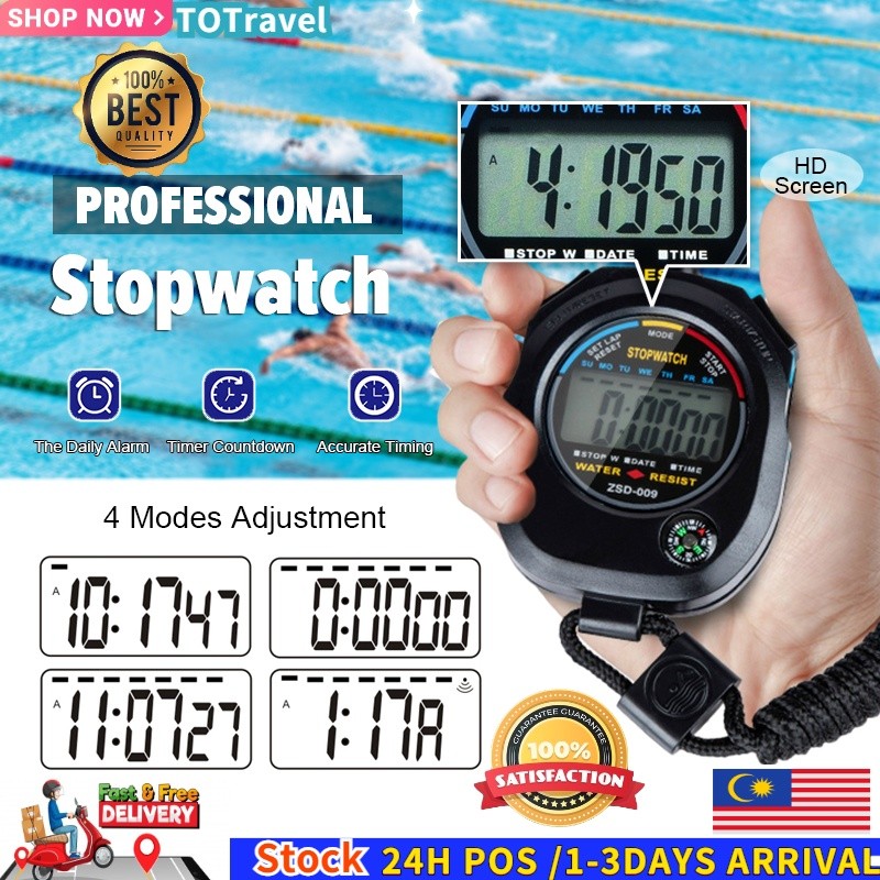 Waterproof Digital Stop Watch Come with String LCD stopwatch digital ...