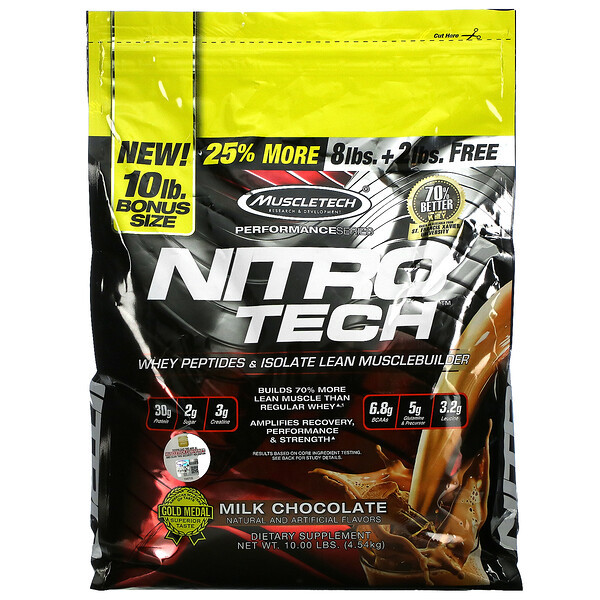 MuscleTech, Nitro Tech, Whey Peptides & Isolate Lean Musclebuilder ...