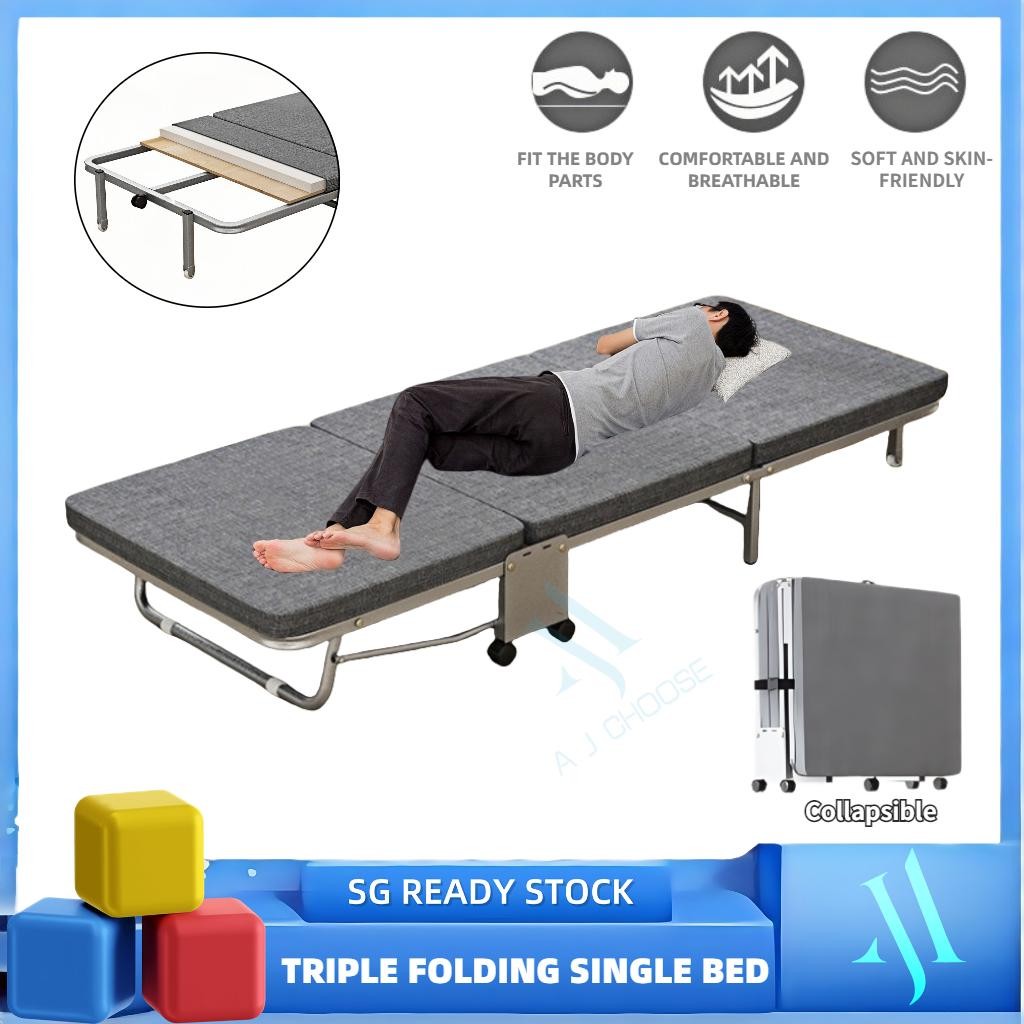 [SG Stock]Foldable Single Bed Office Folding Bed Single Bed Marching ...