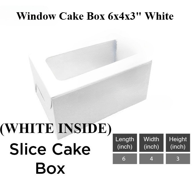 Window Cake Box 6x4x3" White Extra Thick Folding Box with Window Kotak ...