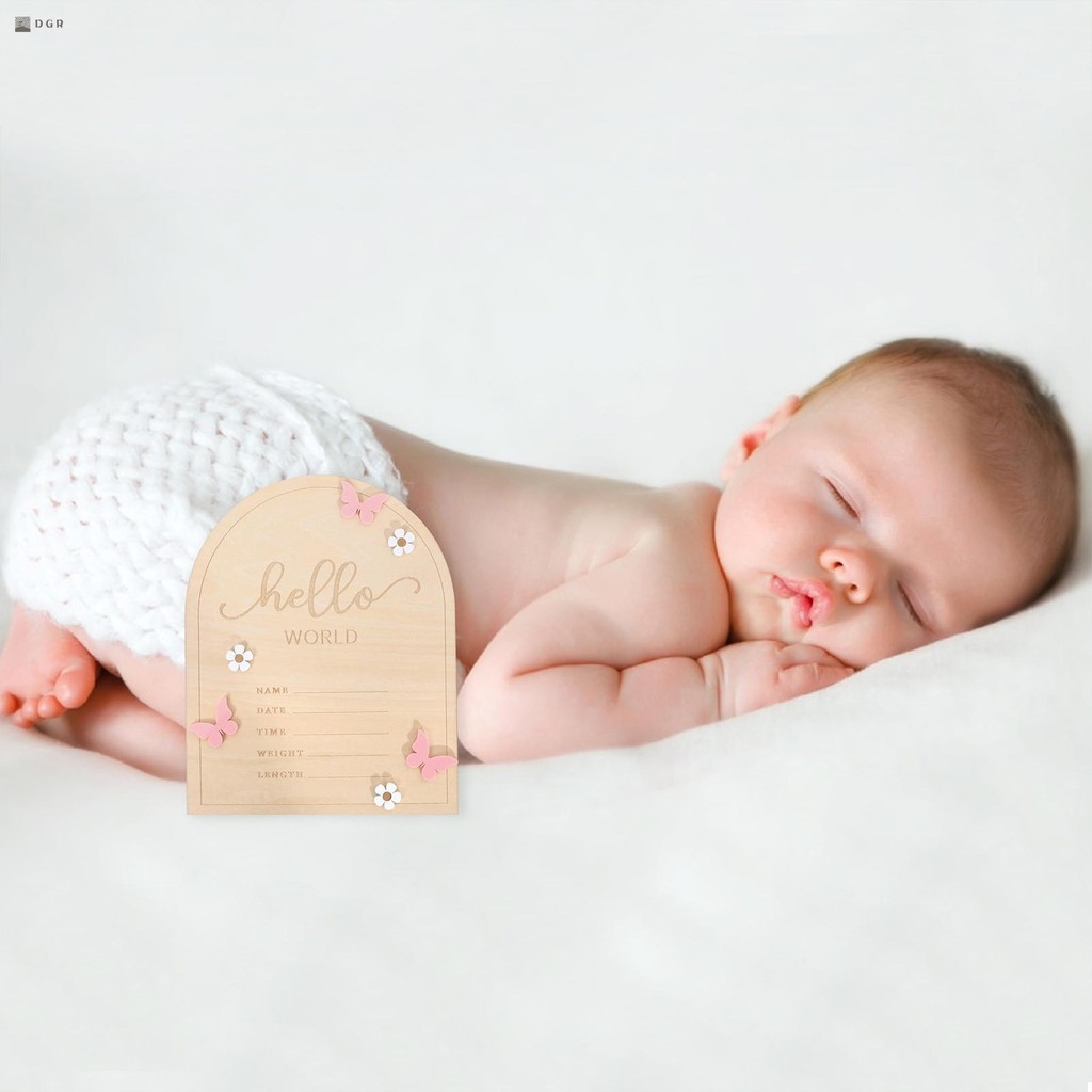Baby Birth Announcement Board Wooden Hello World Newborn Welcome Sign ...