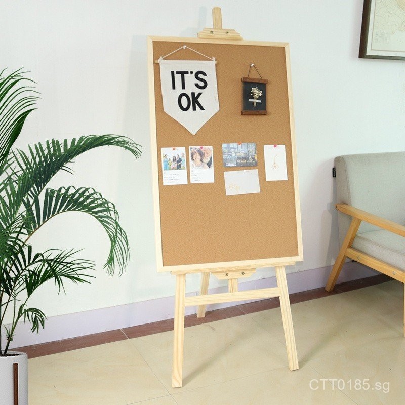 Freestanding Notice Board with Rack, Movable Standing Message Board ...