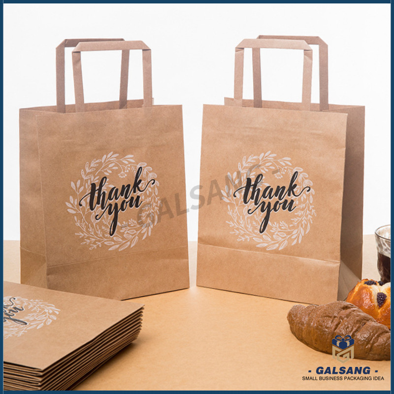 (MOQ:10pcs) [20*12*25cm] Exquisite Kraft Paper "Thank You" Gift Bag ...