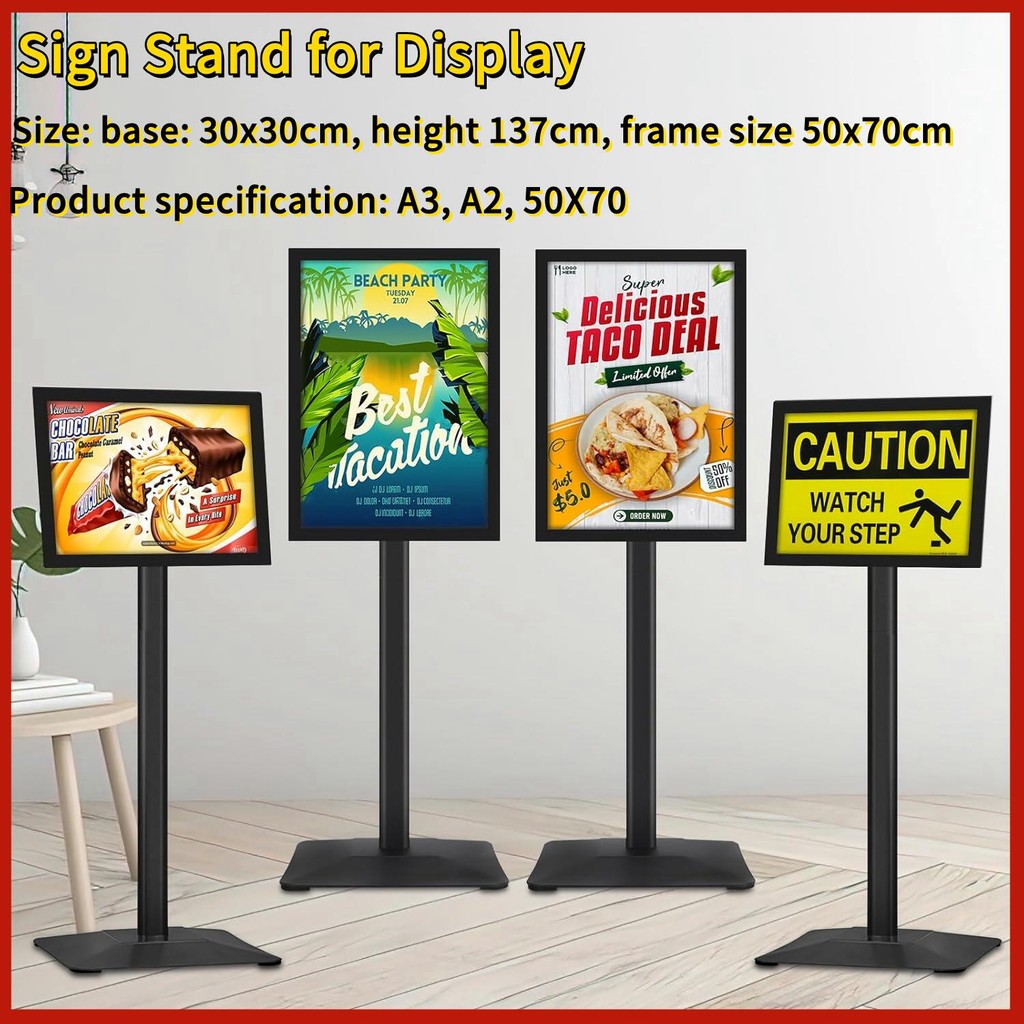Sign Stand Pedestal Sign Holder Poster Stand Floor Standing Sign Holder ...