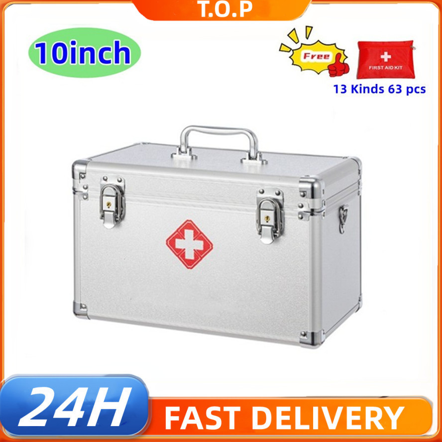 【STOCK】10 inch Aluminum Box first aid kit set complete With 13 kinds ...