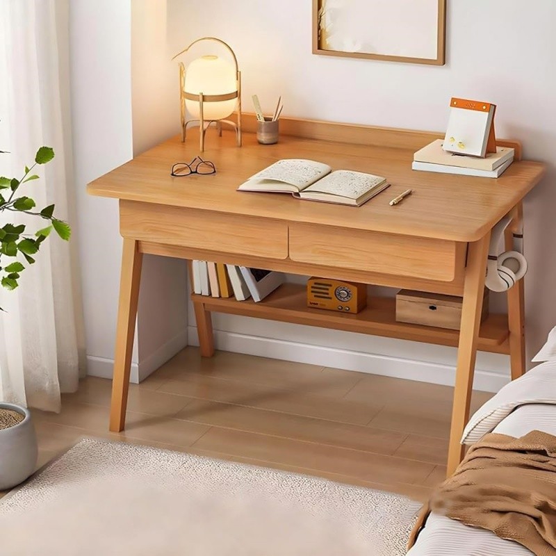 Spellbeautiful℠ Study Table Solid Wood Double Drawer Desk 80cm Computer ...