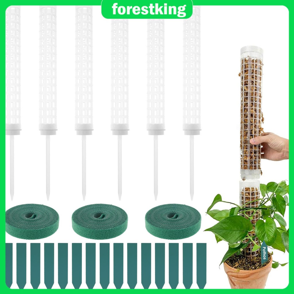 6Pcs Plastic Moss Poles for Plants Stackable Moss Poles Kit Easy to ...