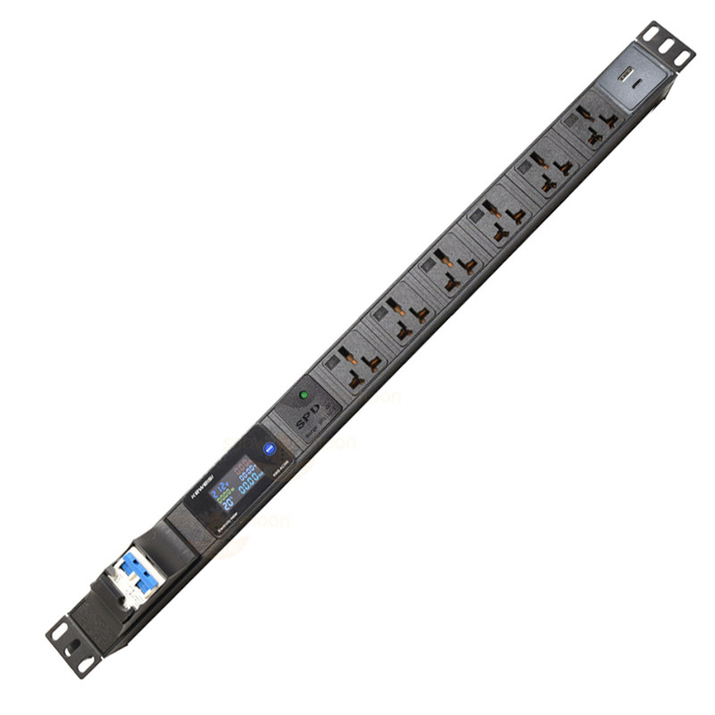 Power expansion PDU distribution unit with digital display meter, 16A Universal Socket surge ...