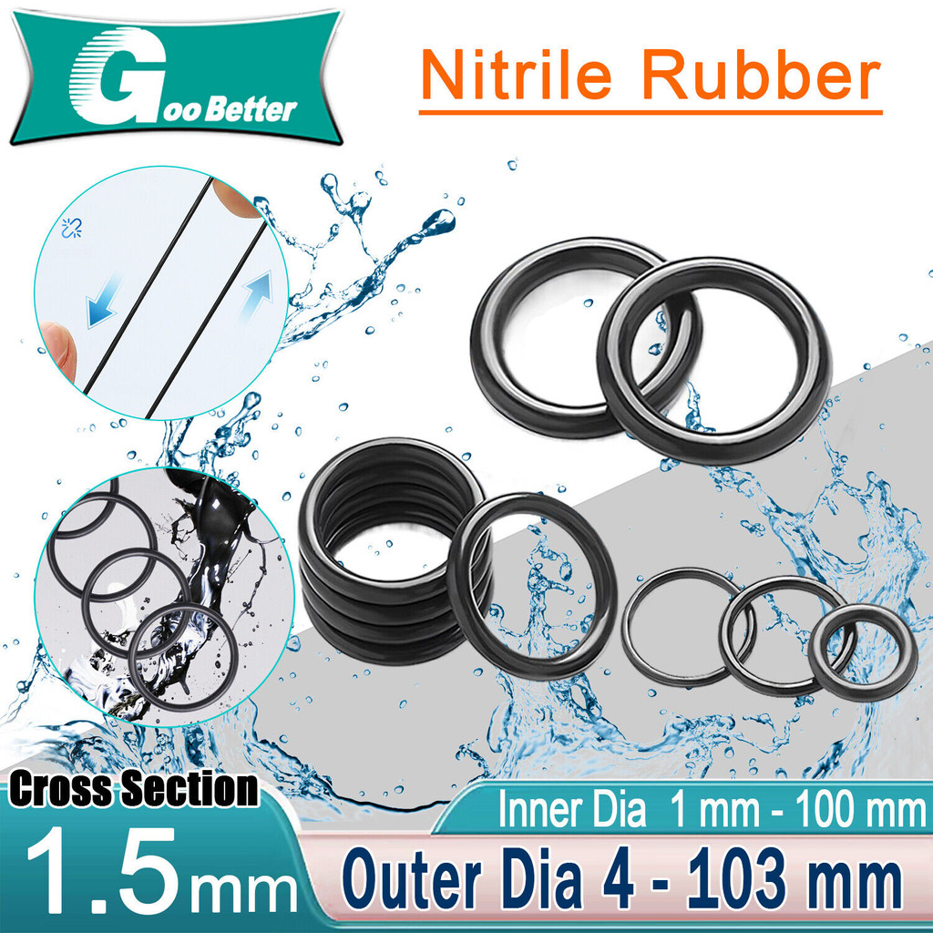1.5mm Cross Section O-Rings NBR Nitrile Rubber 4mm - 50mm OD Oil ...